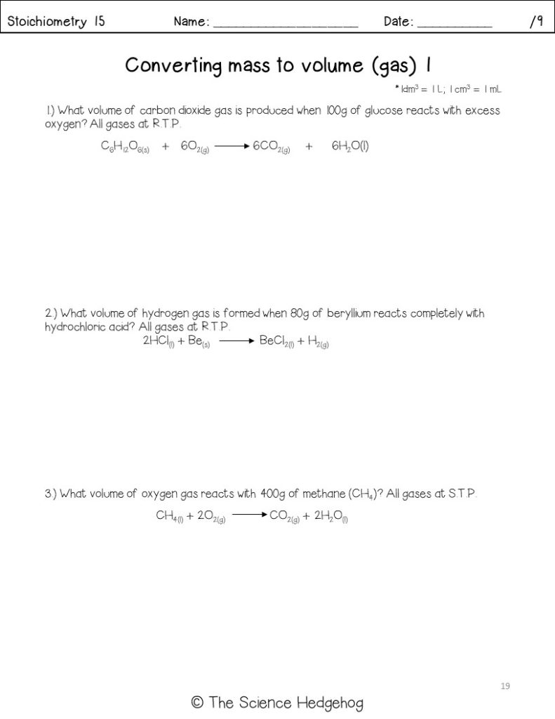 Teaching Stoichiometry – The Science Hedgehog